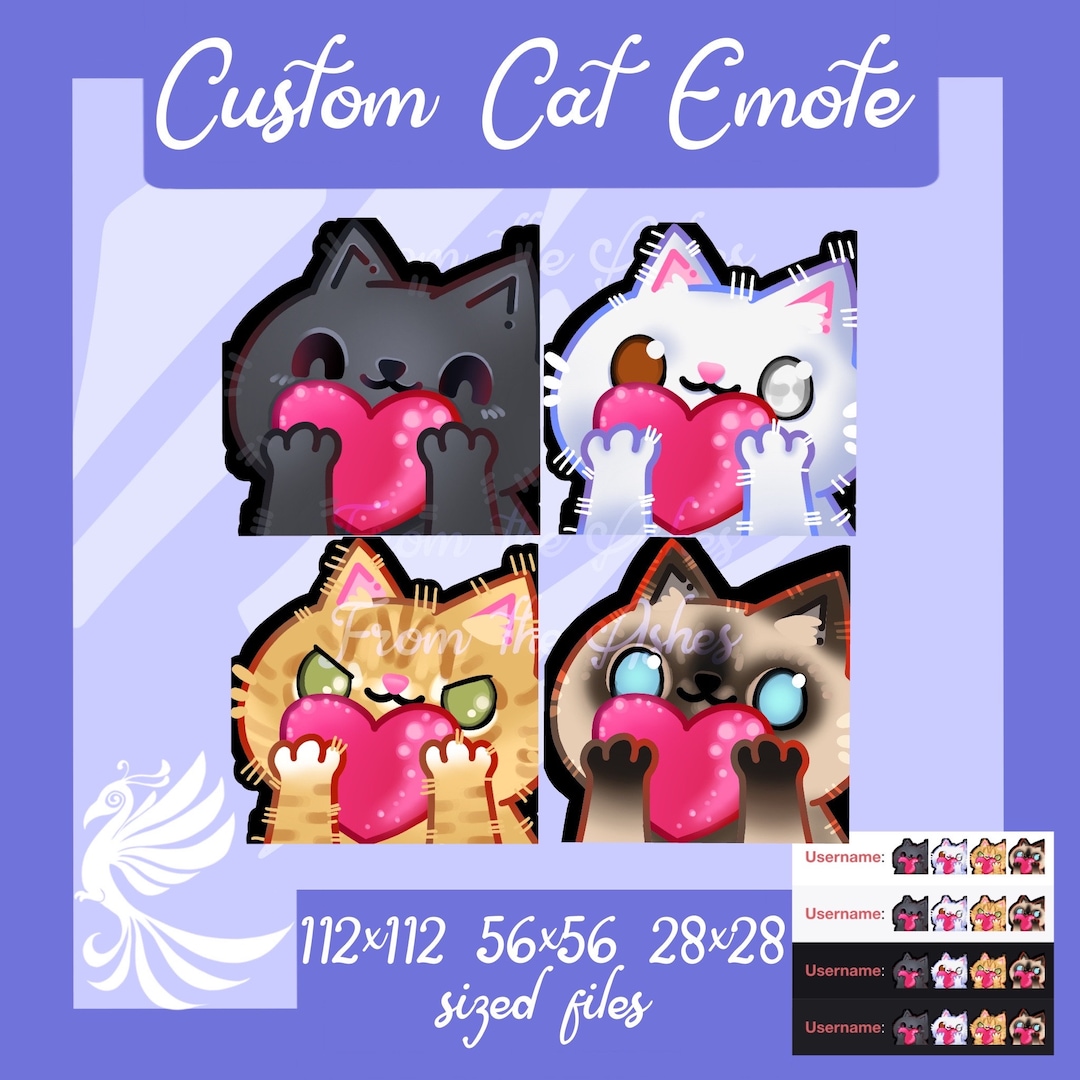 Custom Cat Twitch Emote Commission DIGITAL FILES Delivered Within 7 ...