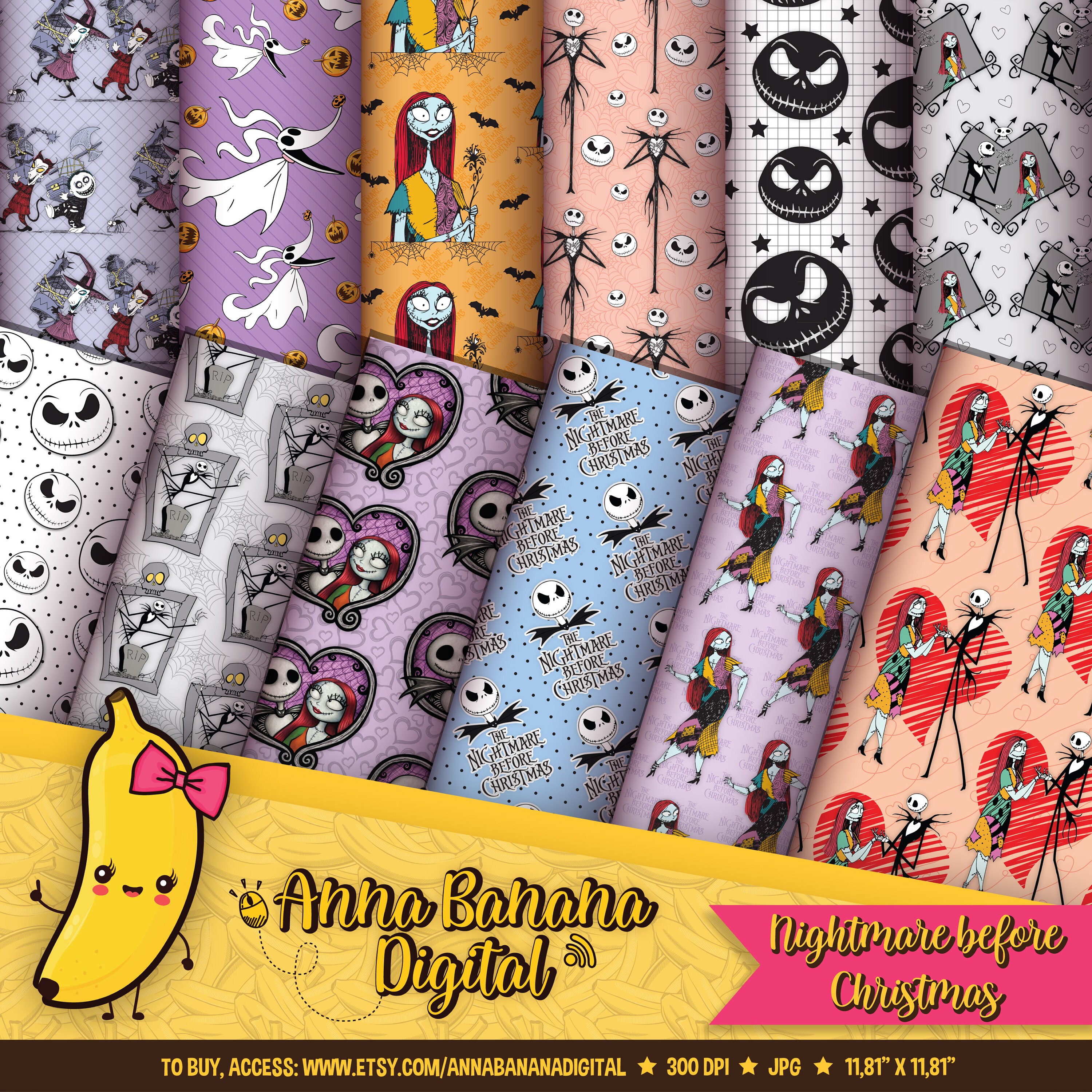 Nightmare before Christmas digital paper Nightmare before | Etsy