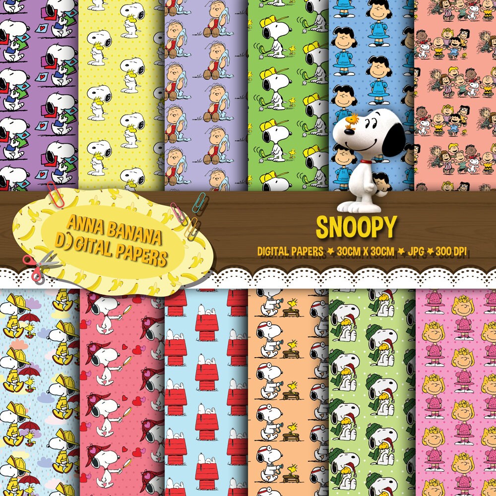 Snoopy 2 Digital Paper snoopy snoopy digital paper snoopy | Etsy