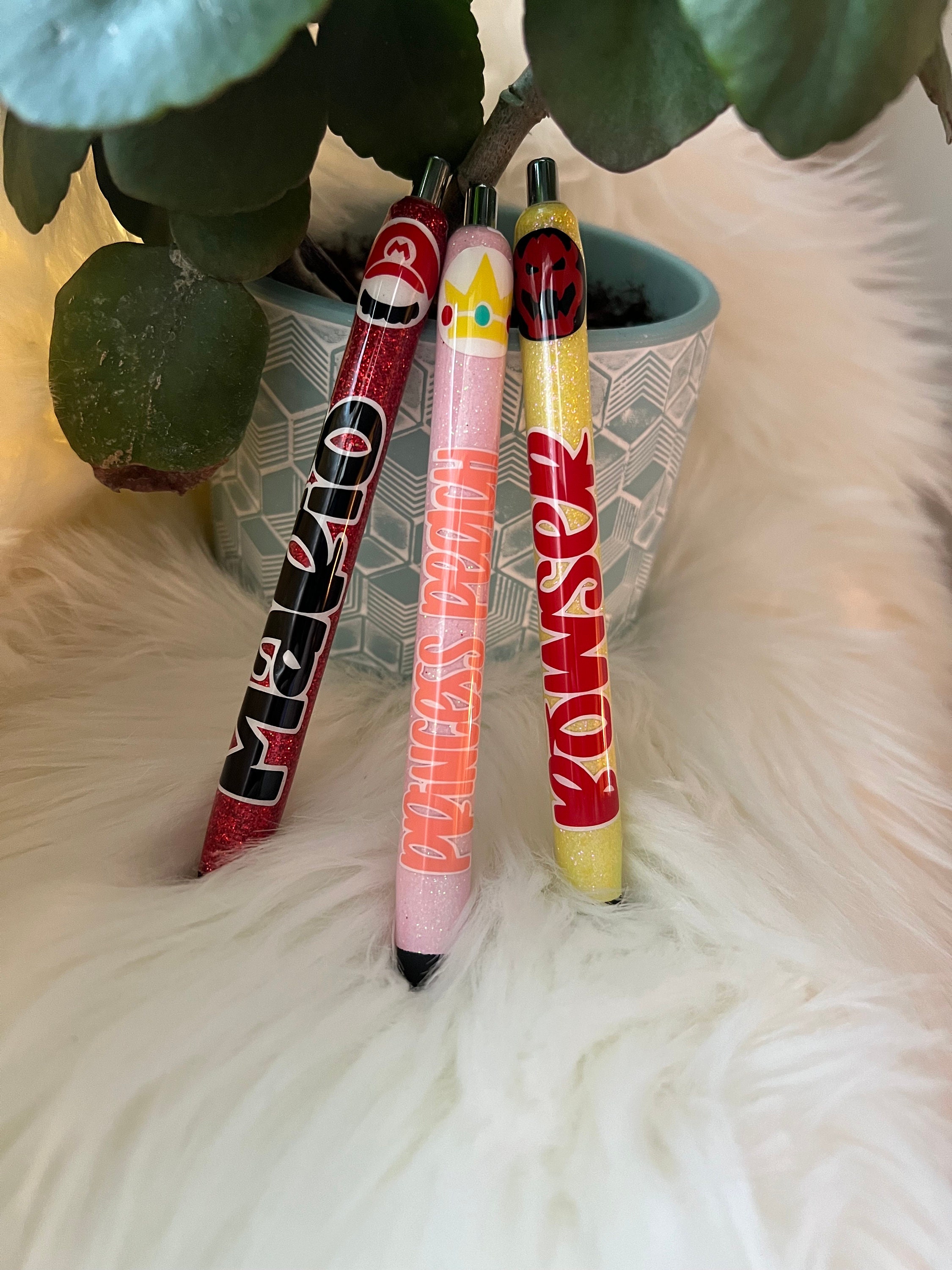 Mario Themed Glitter Pens Inkjoy Gel Peaches Bowser Back to School ...