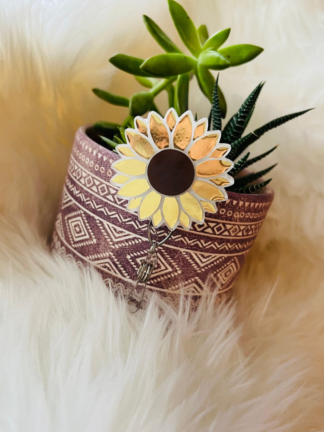 Sunflower Badge Reel| Hospital| Nurse| Medical| CNA| LPN| Glitter ...