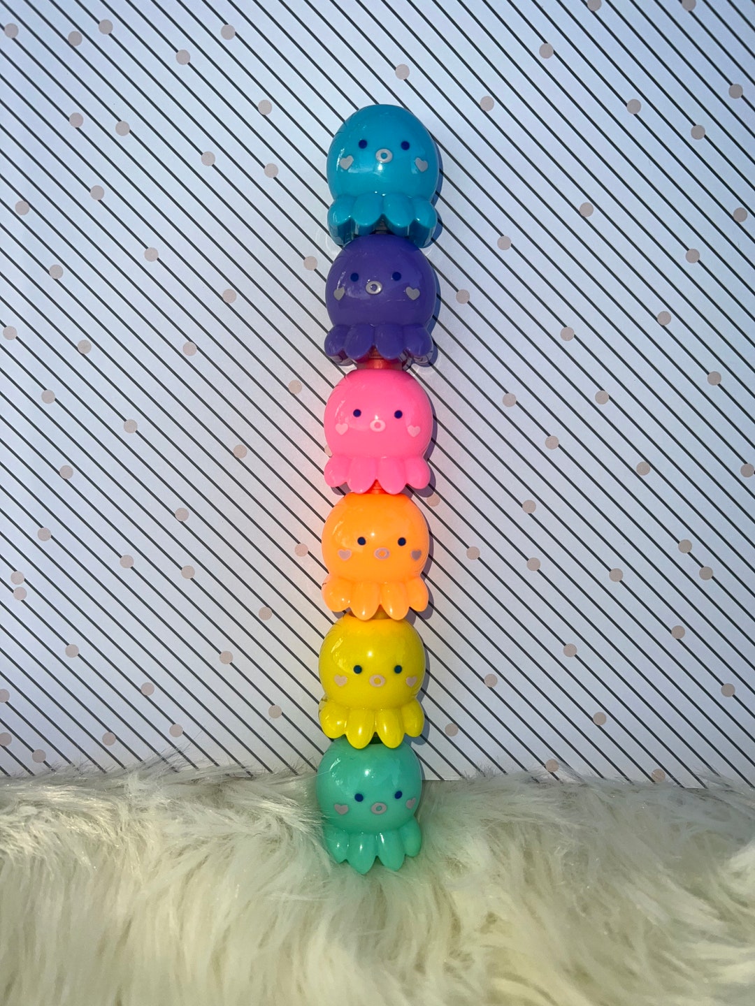Kawaii Pastel Octopus Highlight Set/ Rainbow/ Stackable/ Stationary ...
