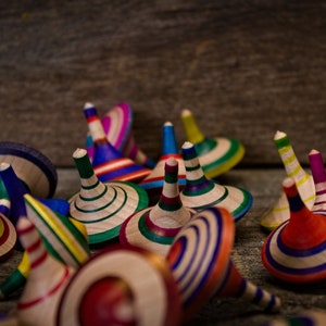Hand Made Colorful Wooden Spinning Tops - Etsy