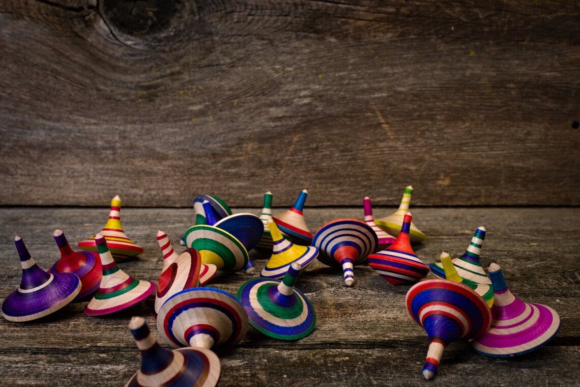 Hand Made Colorful Wooden Spinning Tops - Etsy