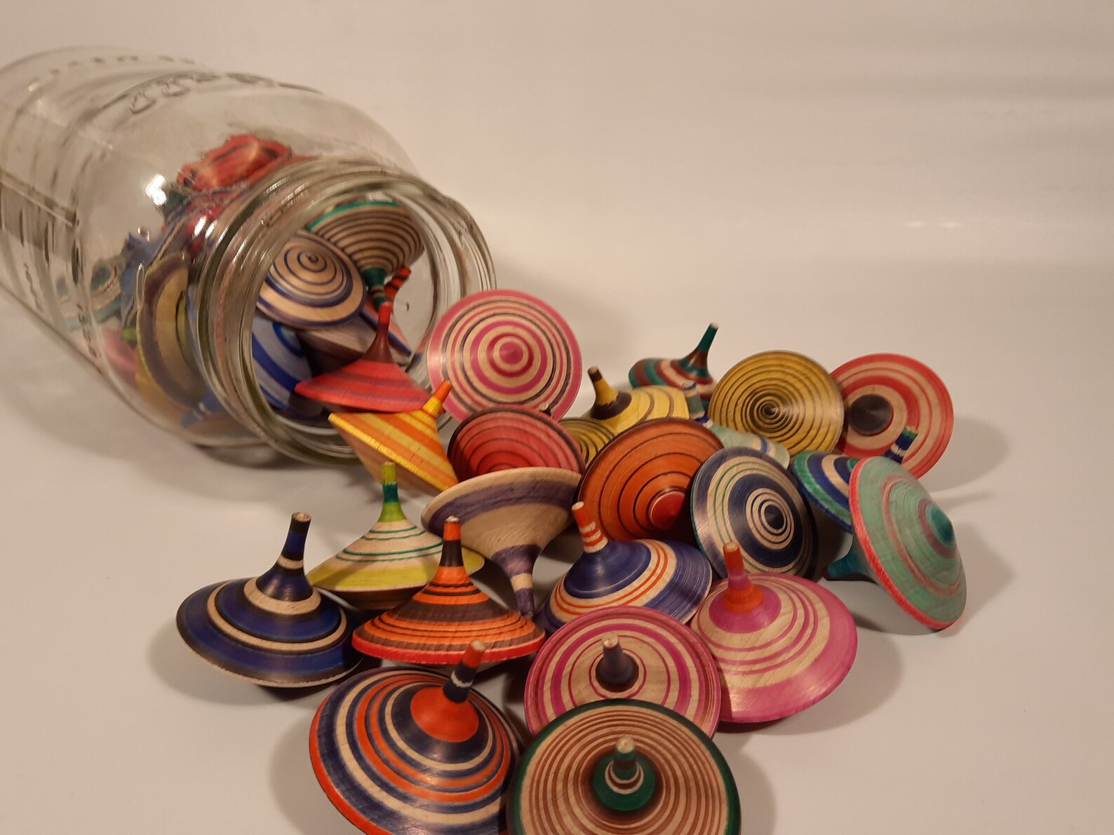 Hand made colorful wooden spinning tops | Etsy