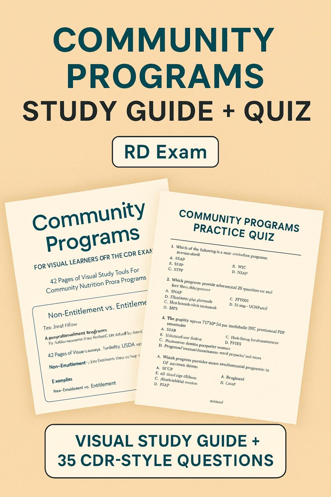Community Programs, CDR Practice Questions (printable PDF) RD Exam ...
