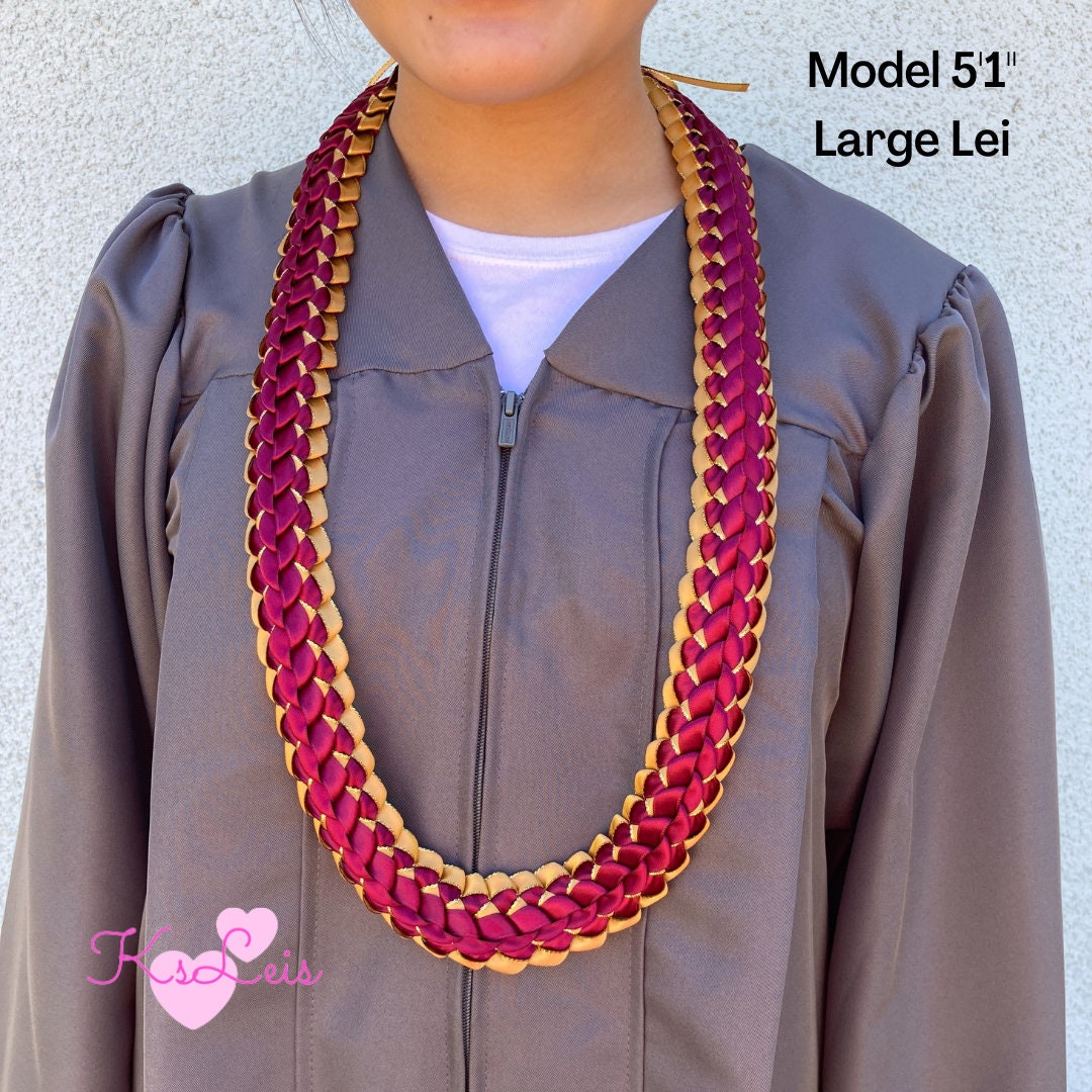 Maroon & Antique Gold Double Braid Satin Ribbon Lei - Etsy