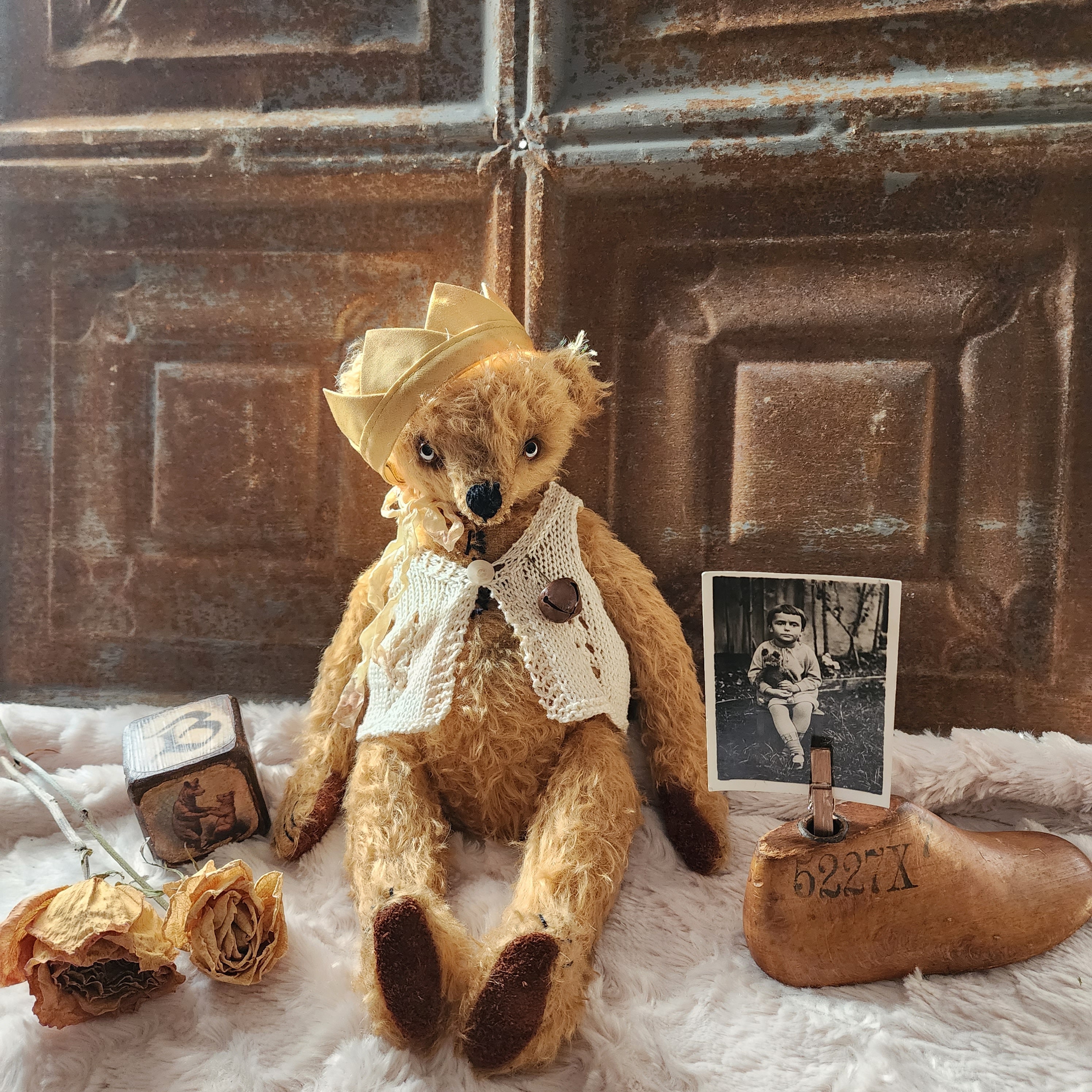 Finley is a Traditional Mohair Teddy Bear 14 Inches Tall Wearing a ...