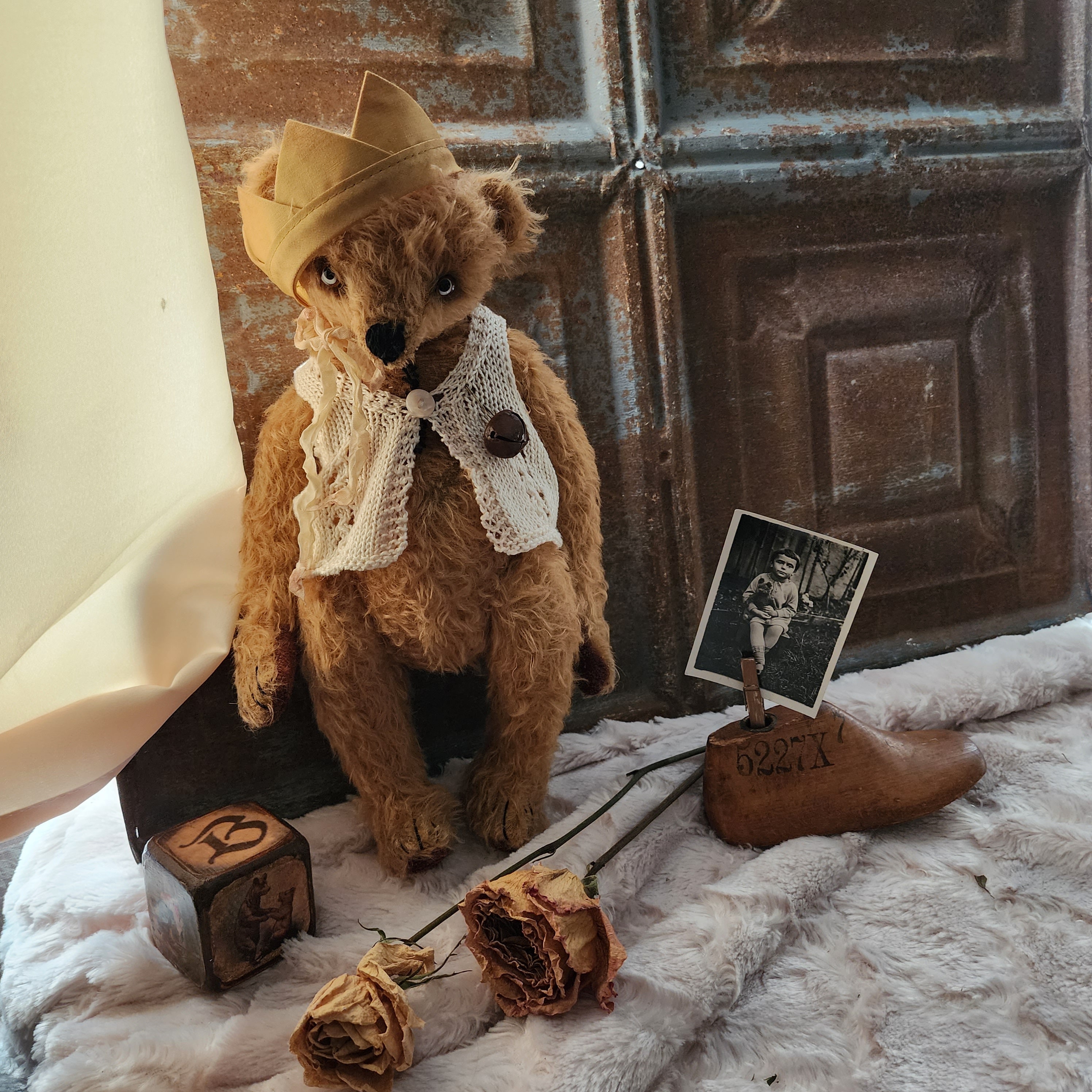 Finley is a Traditional Mohair Teddy Bear 14 Inches Tall Wearing a ...