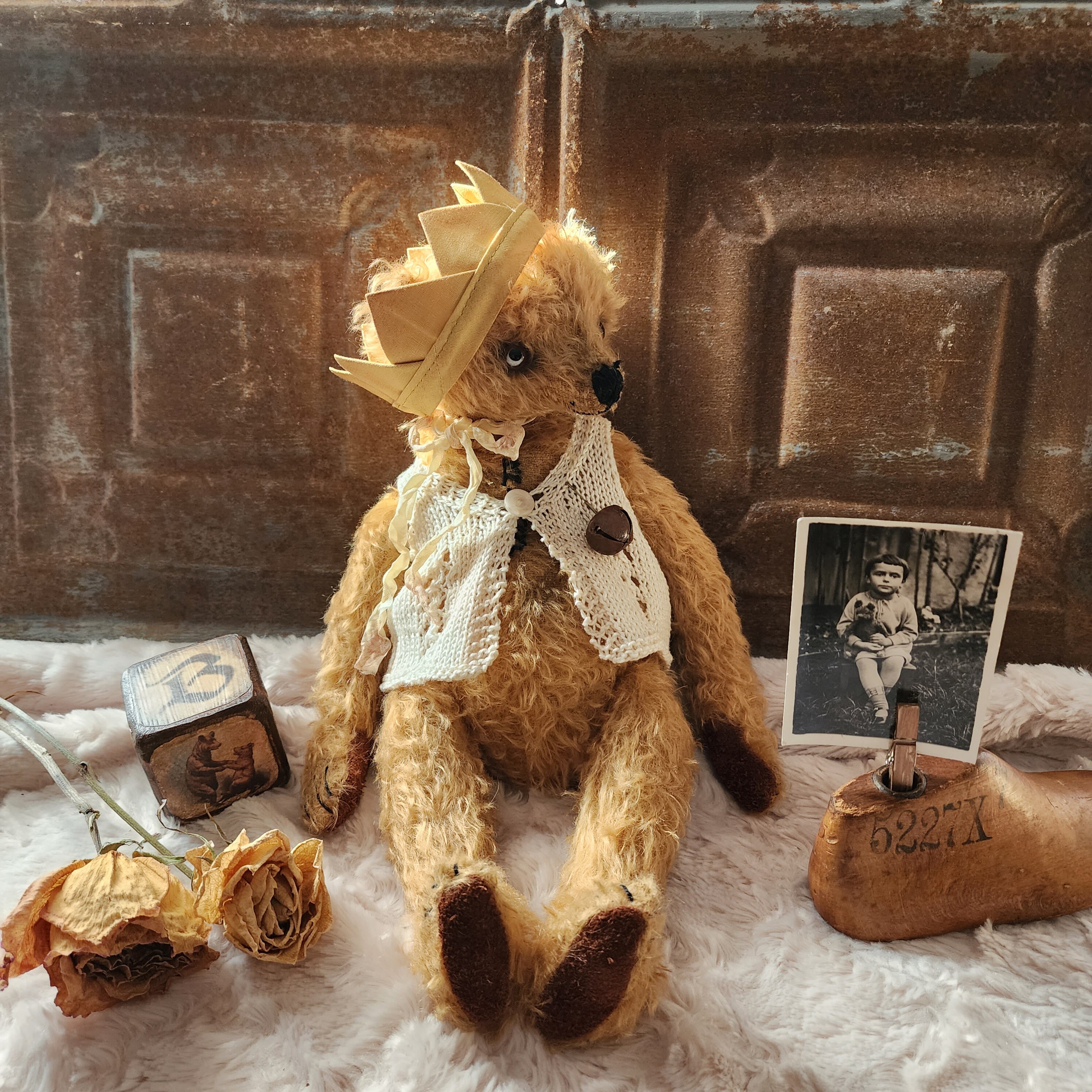 Finley is a Traditional Mohair Teddy Bear 14 Inches Tall Wearing a ...
