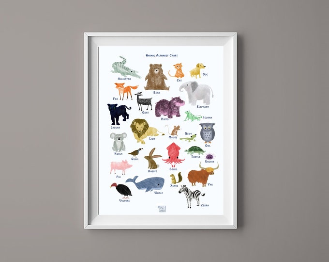 Animal Alphabet Chart Digital Printable Wall Art - Etsy