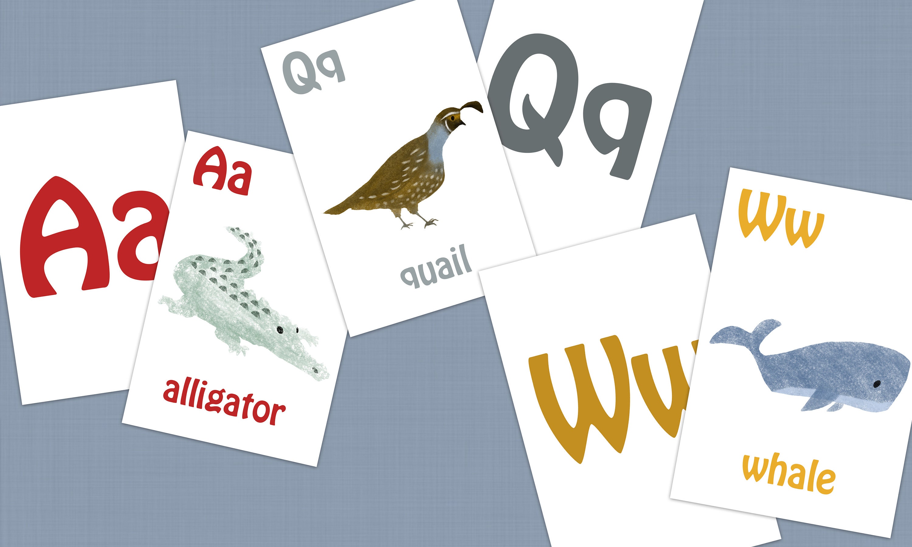 Animal Alphabet Cards and Chart, Instant Download, Printable Wall Art ...