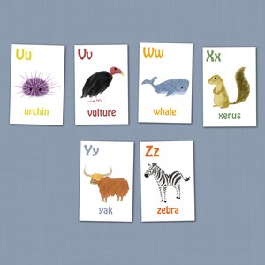 Animal Alphabet Cards and Chart, Instant Download, Printable Wall Art ...