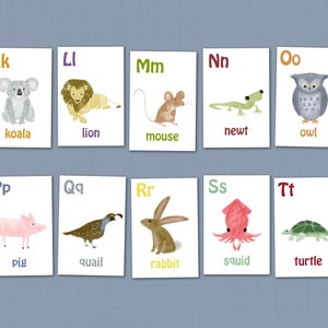 Animal Alphabet Cards and Chart, Instant Download, Printable Wall Art ...