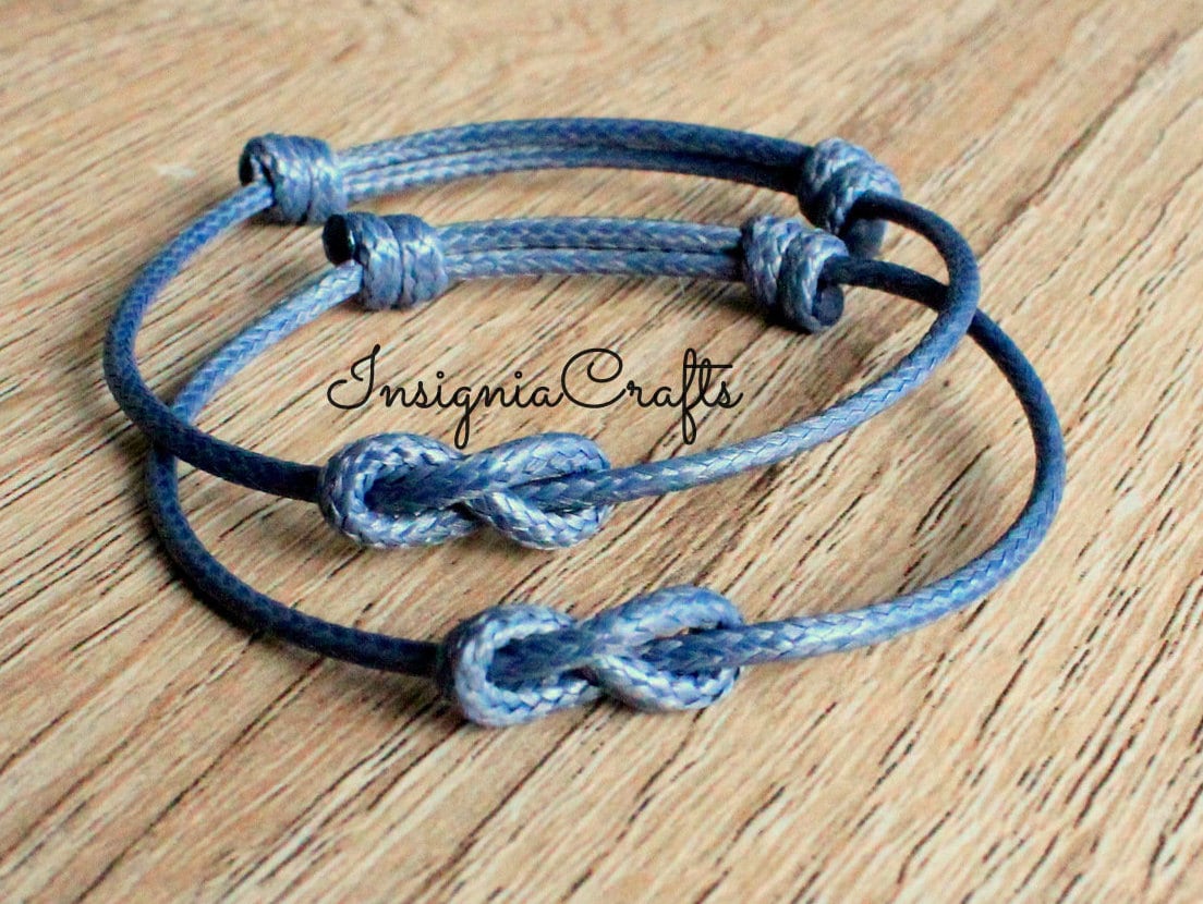 Family Bracelets Infinity Matching Bracelets Grey Cord - Etsy