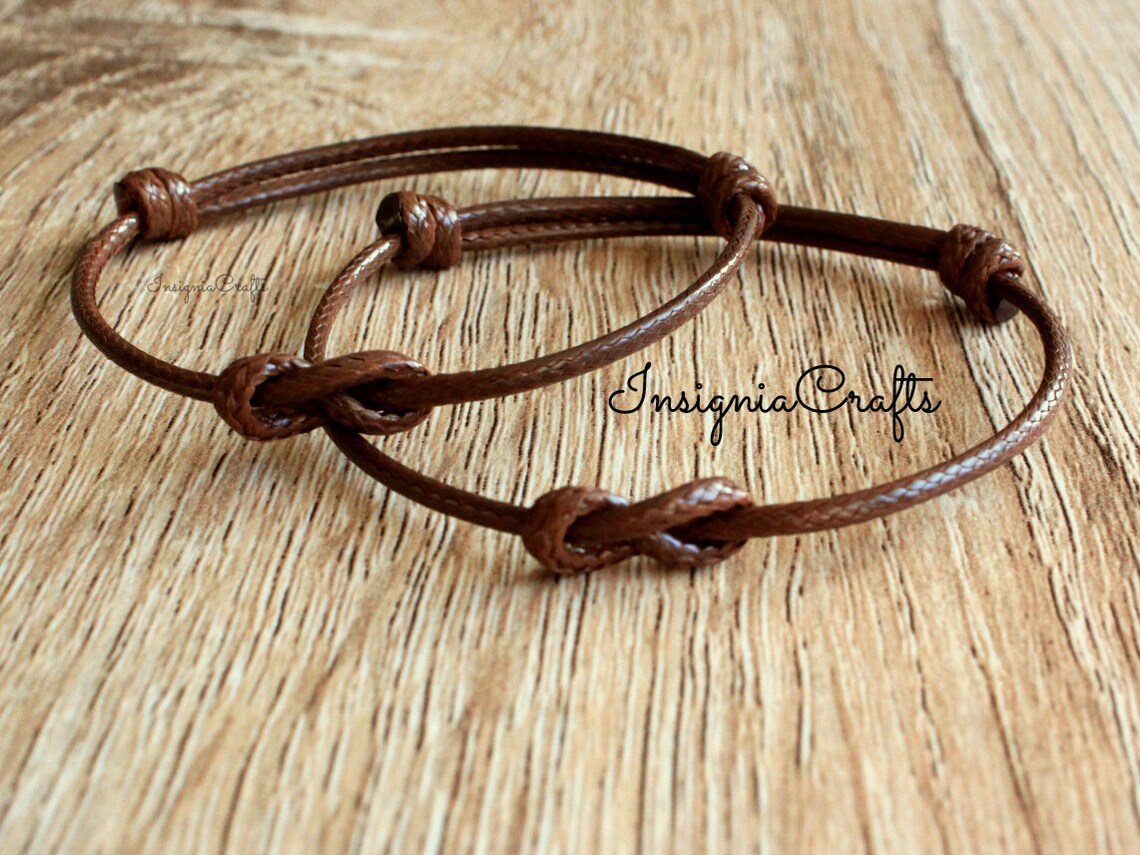 Family Bracelets Infinity Matching Bracelets Brown Cord | Etsy