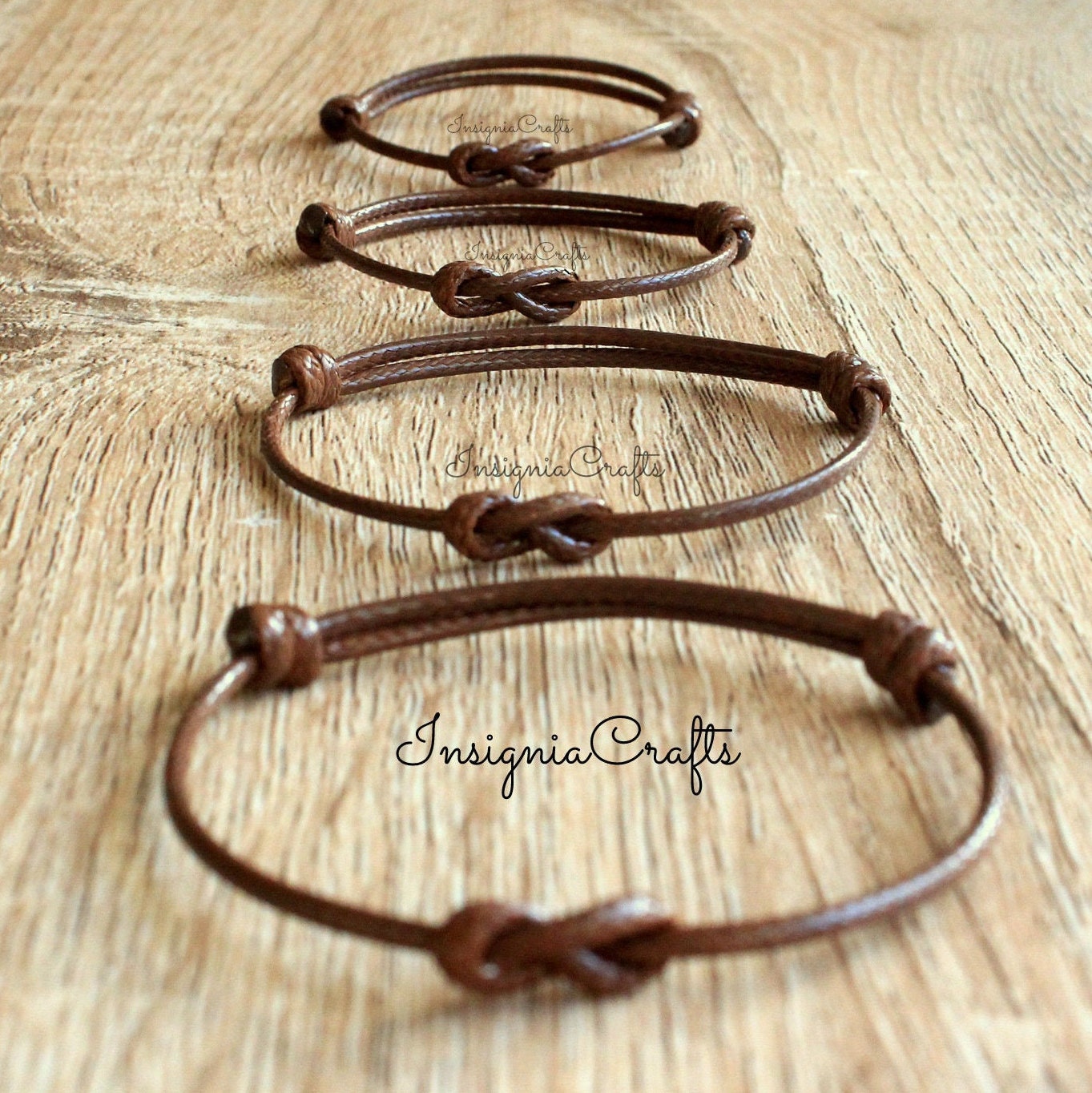 Family Infinity Bracelets Matching Bracelets Brown Cord - Etsy UK