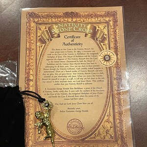 Authentic Stone From the Tomb of the Nativity in a Gold Angelic Relic ...