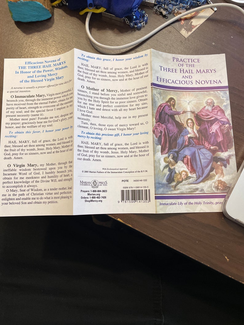 Practice of the Three Hail Marys and Efficacious Novena Pamphlet - Etsy