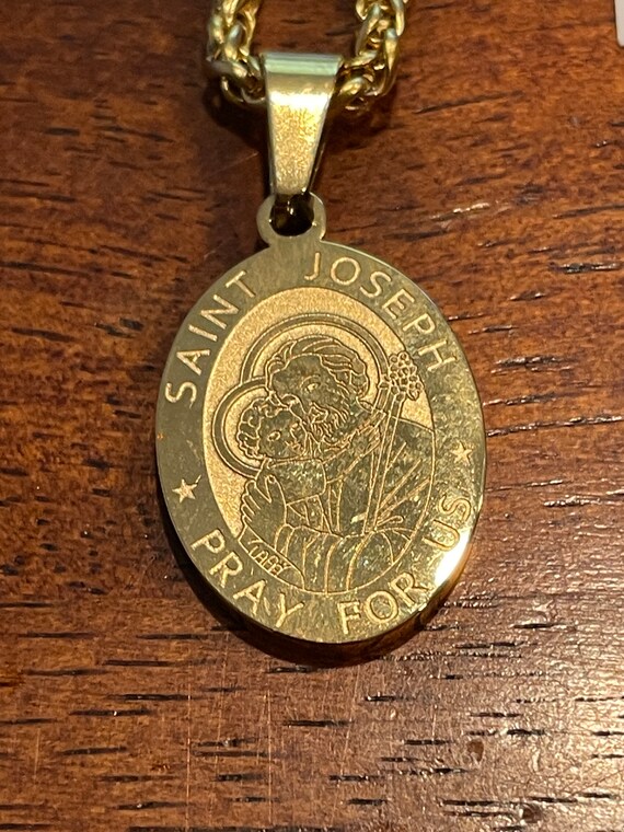 St. Joseph Gold Plated 1 Inch Medal W/chain - Etsy