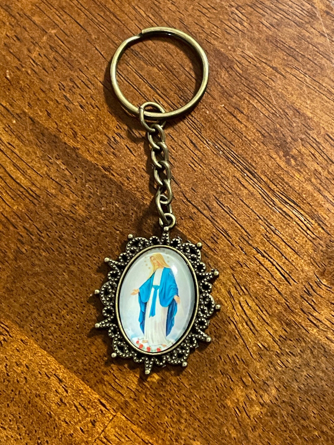 Our Lady of Grace Bronze Key Chain - Etsy