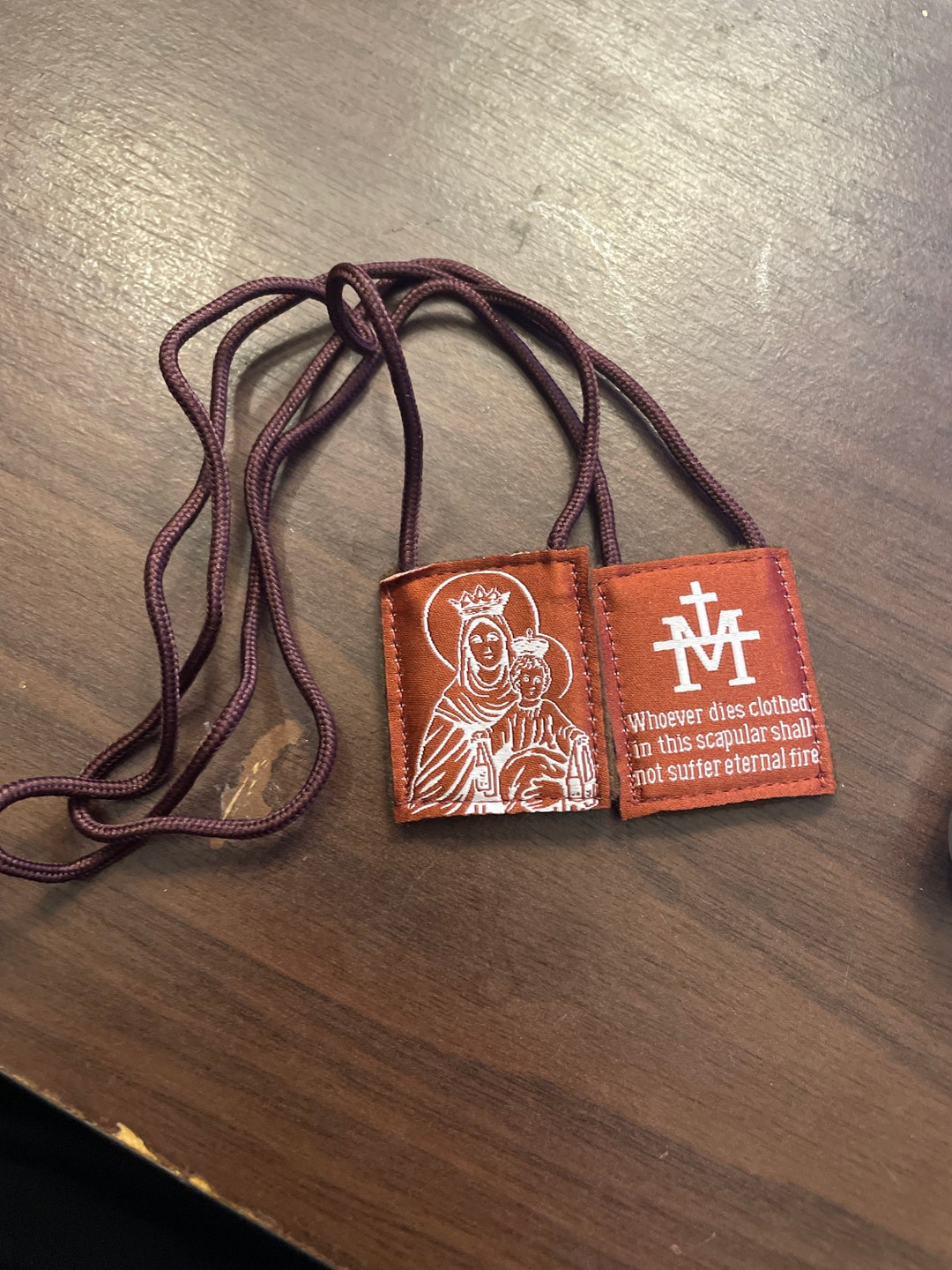 Brown Embroidered Wool Scapular - Etsy