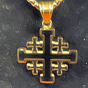 Gold W/black Jerusalem Cross and 22 Inch Rope Chain - Etsy