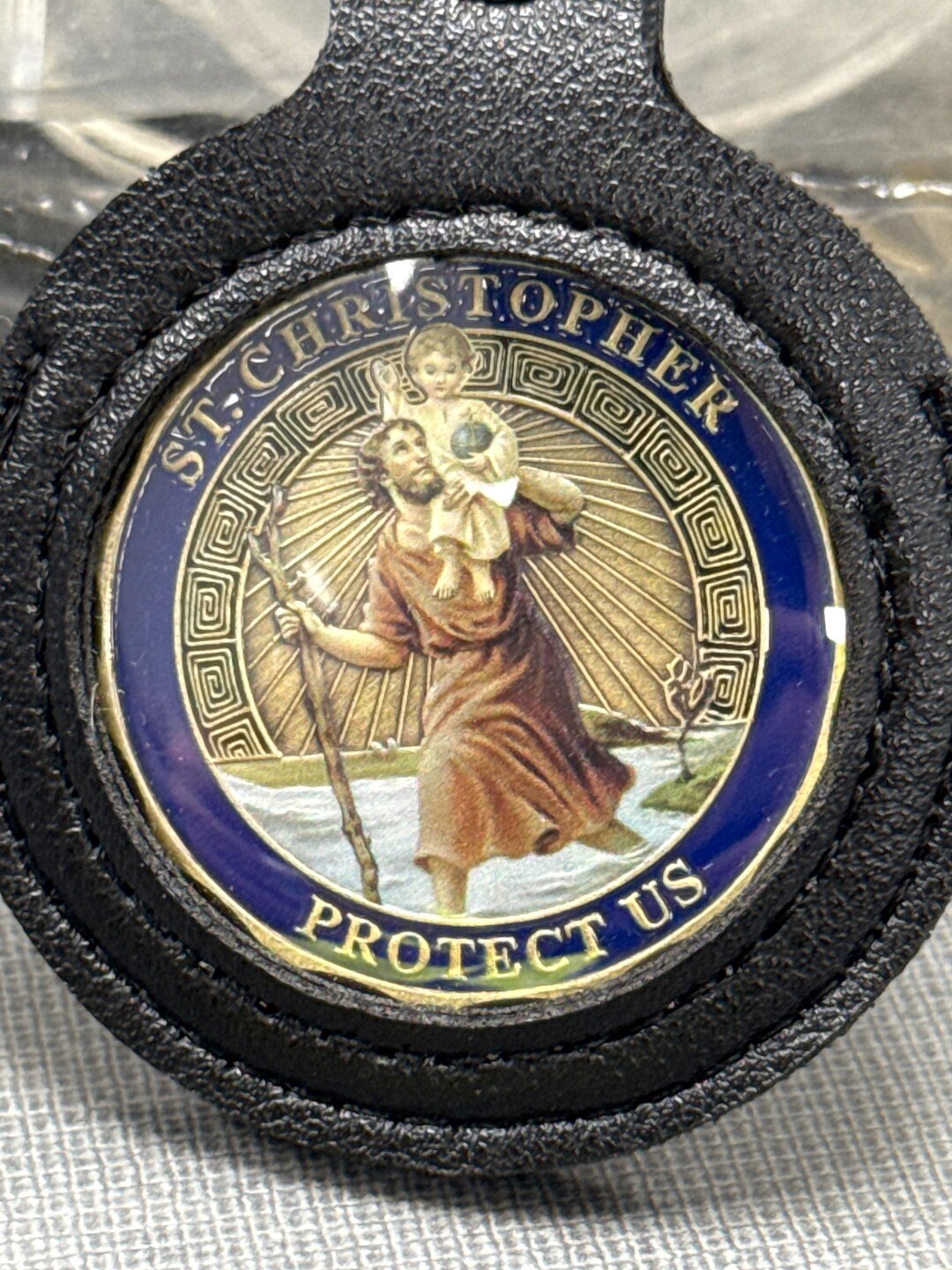 St. Christopher Bronze Color Medal Prayer Coin (1.5 Inch) W/leather Key ...