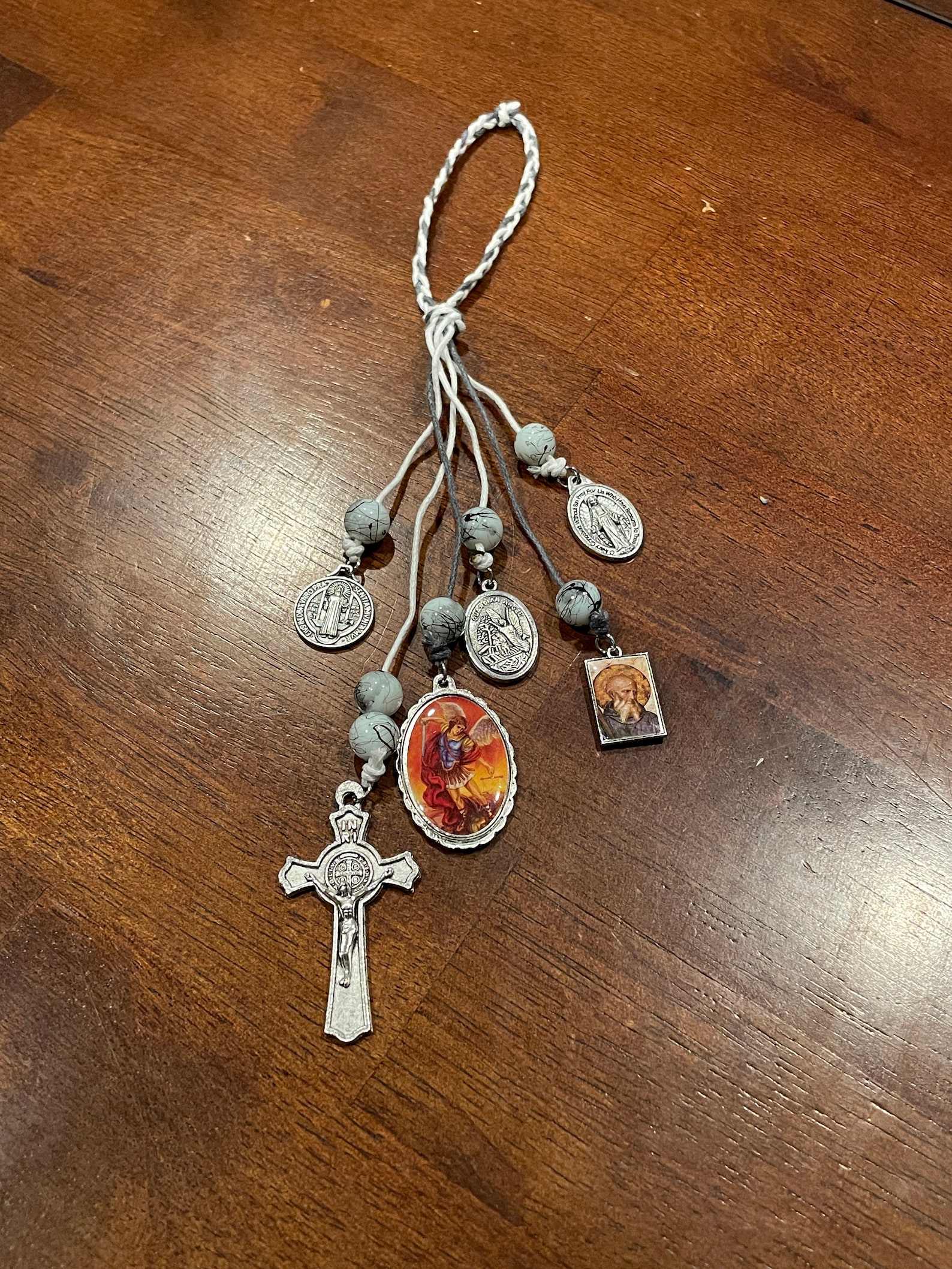 St. Benedict/st. Michael W/miraculous Medal Door Hanger (grey & White ...