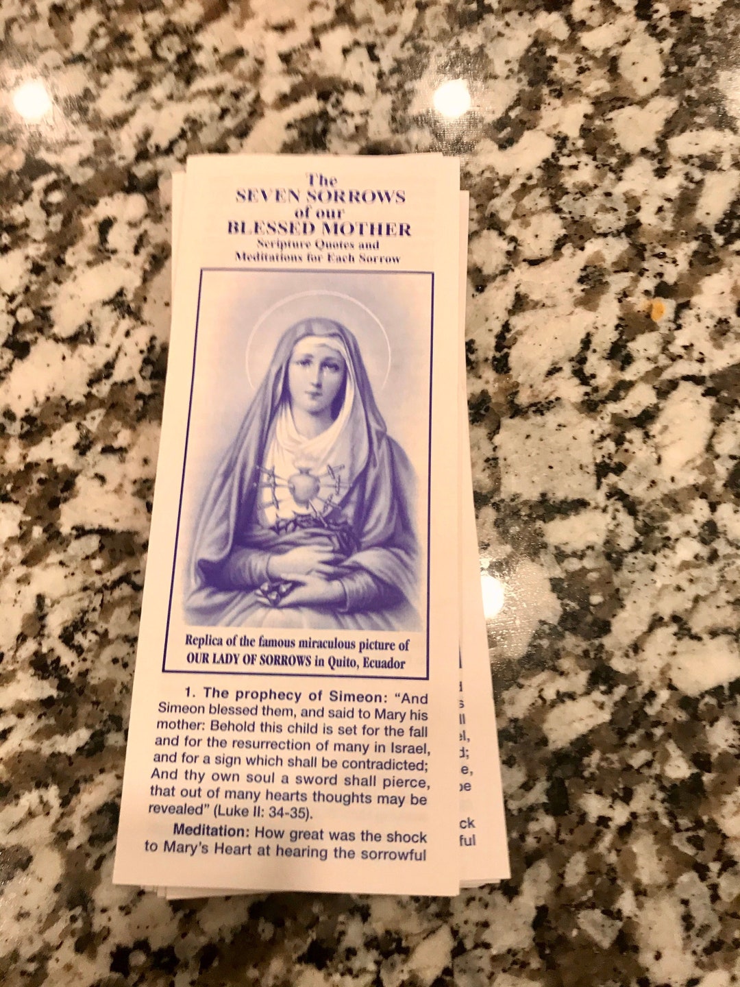 One Seven Sorrows of Our Blessed Mother Pamphlet - Etsy
