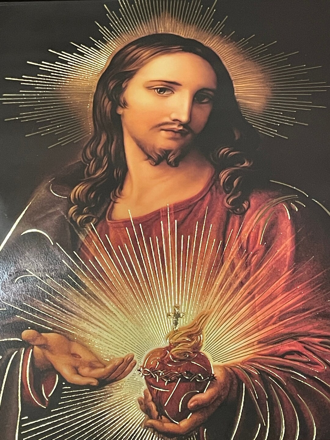 Sacred Heart 8X10 Inch Print W/gorgeous Rustic Wood Frame - Etsy