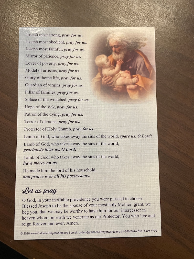 Litany of St. Joseph Prayer Card (1 Card) 4x6 Inch - Etsy