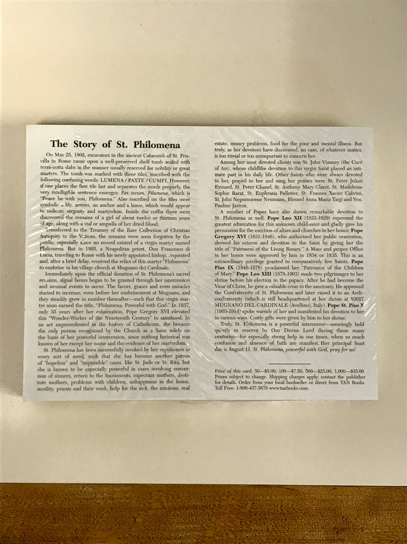 Novena Prayer to St. Philomena Prayer Card - Etsy