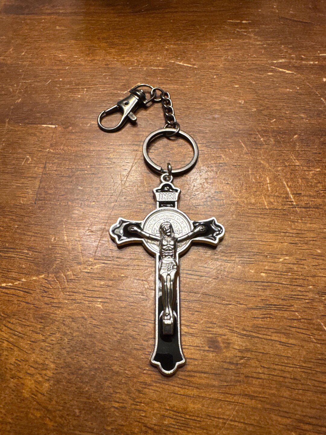 St. Benedict Crucifix Key Chain 3 Inch Silver and Black - Etsy