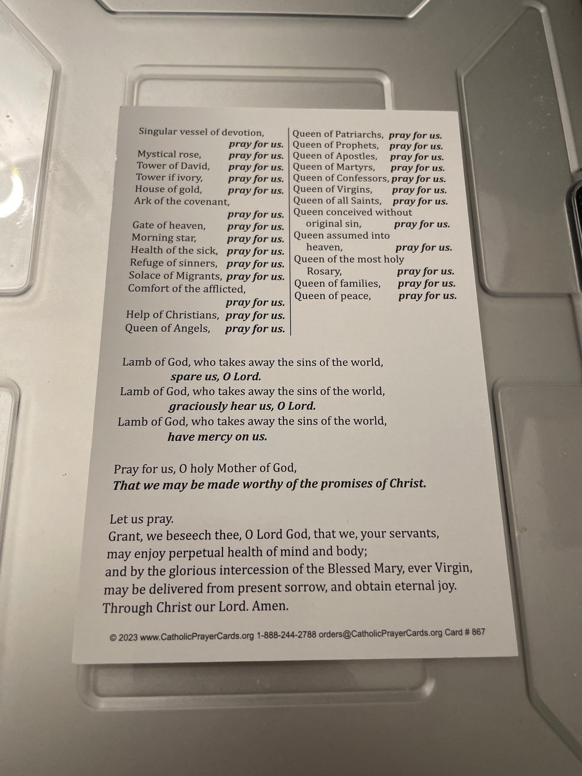 The Litany of Loreto Prayer Card (1 Card) 4x6 Inch - Etsy