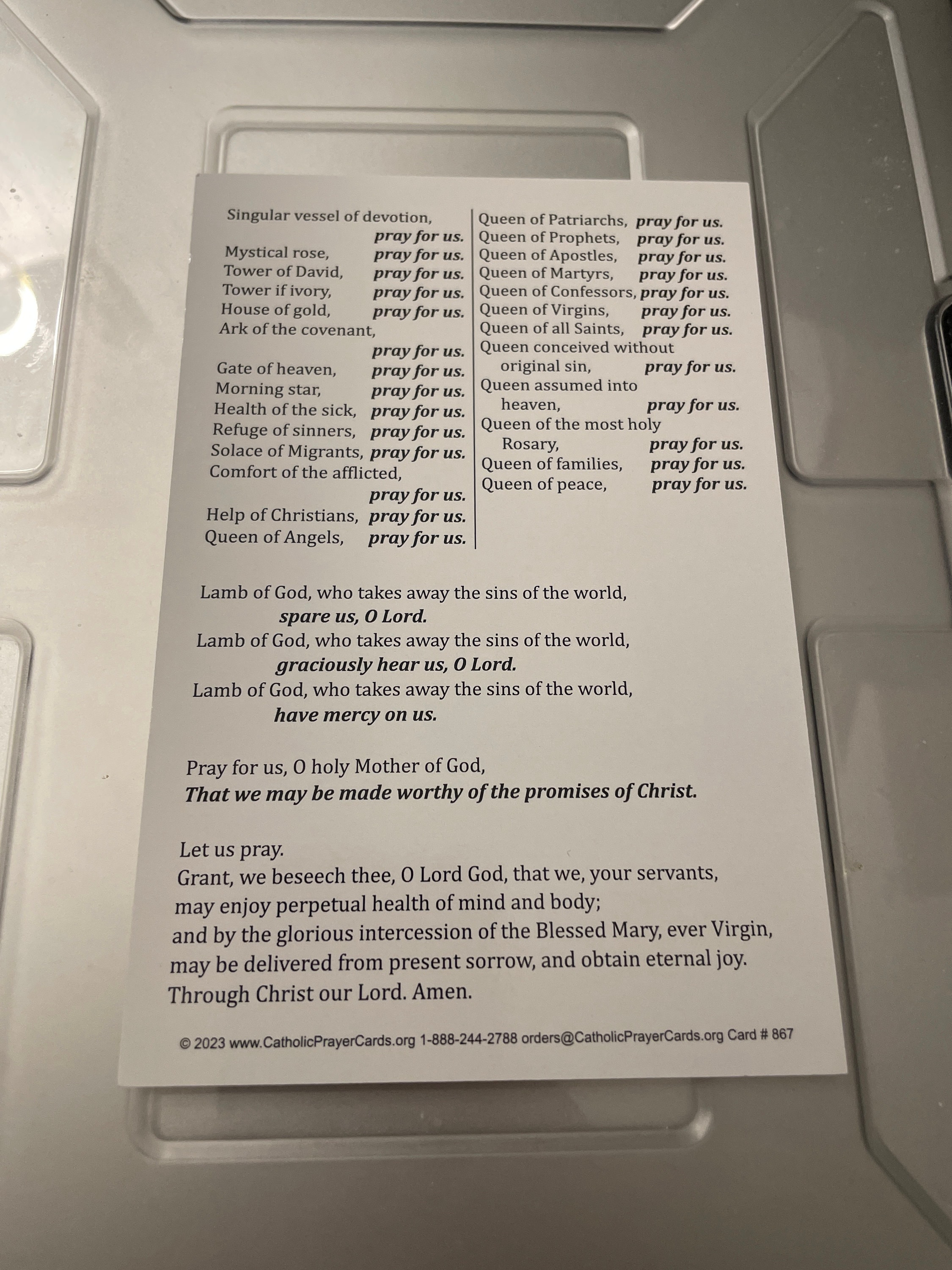 The Litany of Loreto Prayer Card (1 Card) 4x6 Inch - Etsy Australia