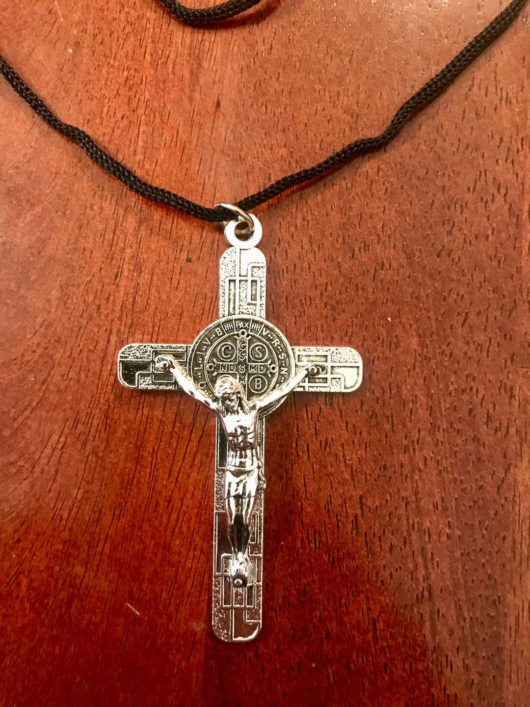 St. Benedict Crucifix 3 Inch Silver Mosaic Tile - Etsy