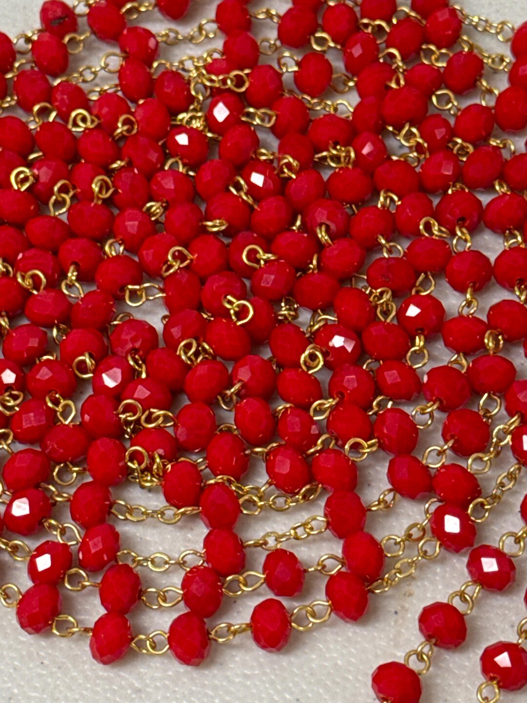Gorgeous 20 Decade Red Opaque Gold Crystal Rosary - Etsy