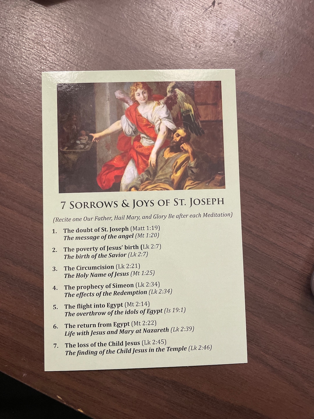 Seven Sorrows and Joys of St. Joseph Prayer Card (1 Card) 4x6 Inch - Etsy