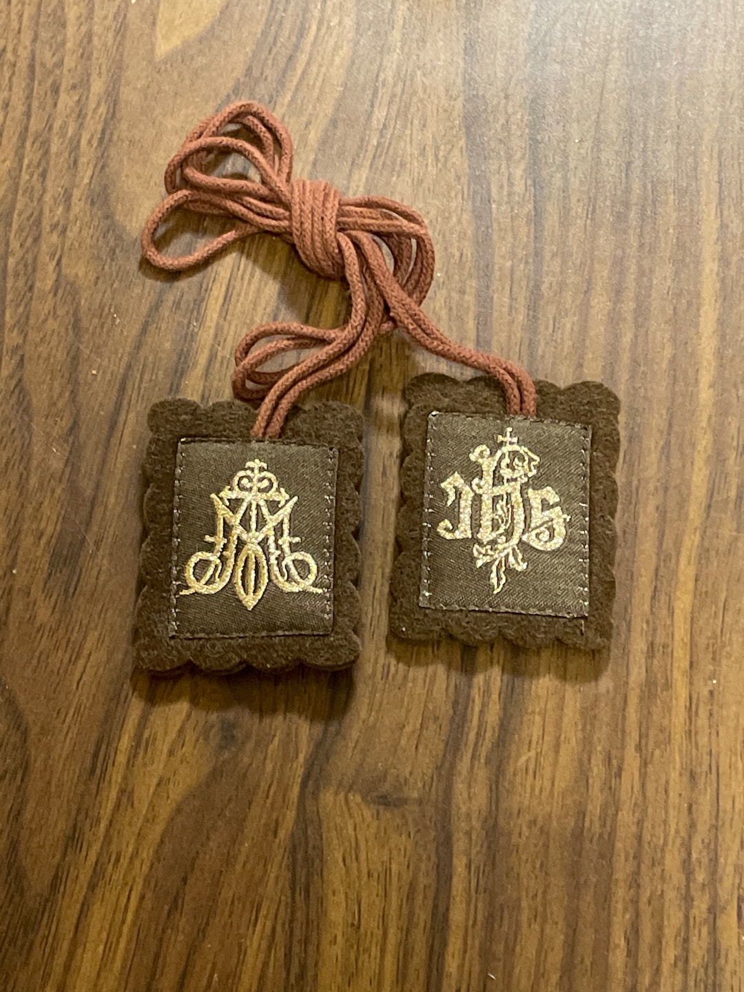 Deluxe Embroidered Brown and Wool Scapular - Etsy