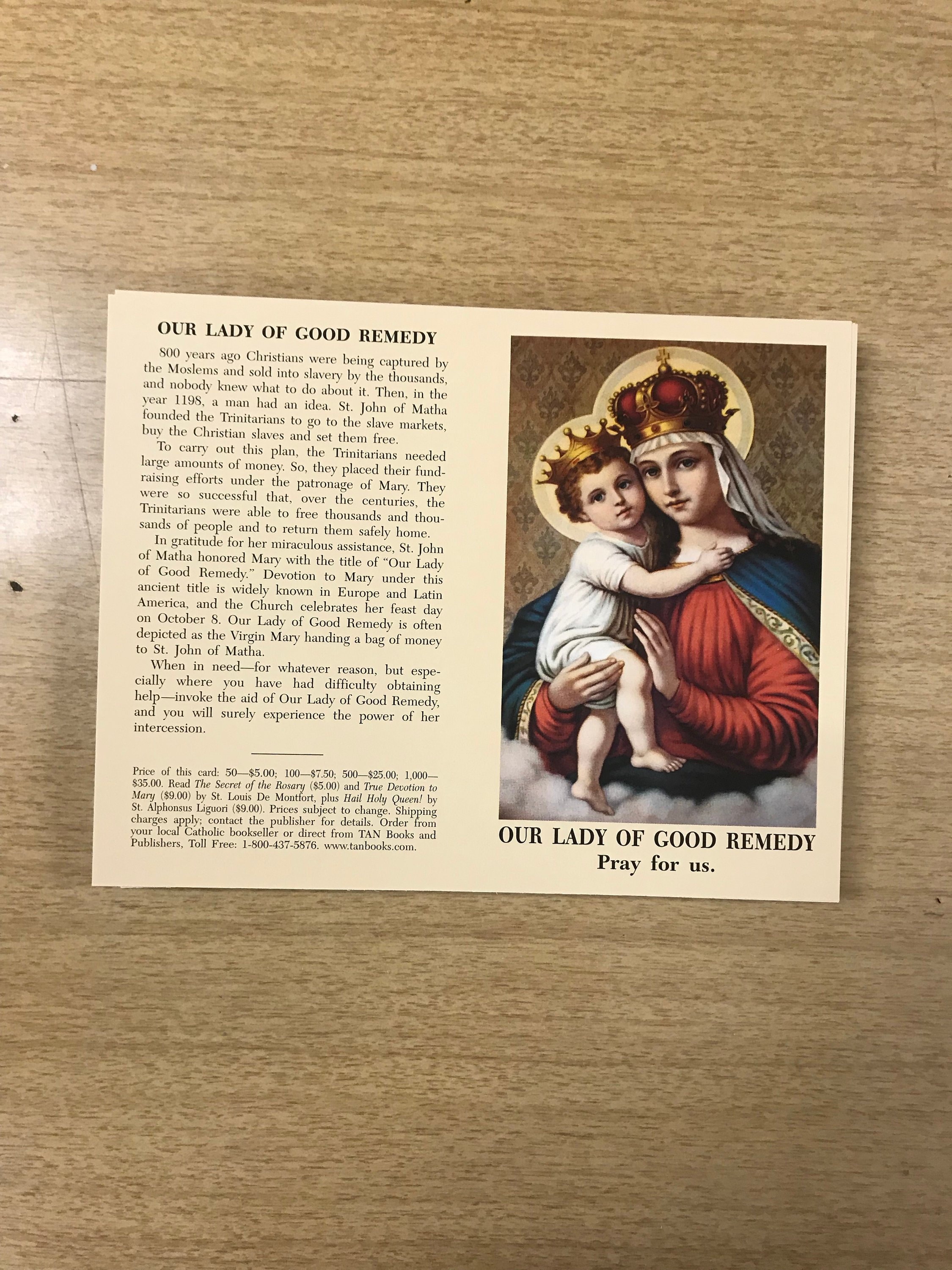 Our Lady of Good Remedy Prayer Card - Etsy