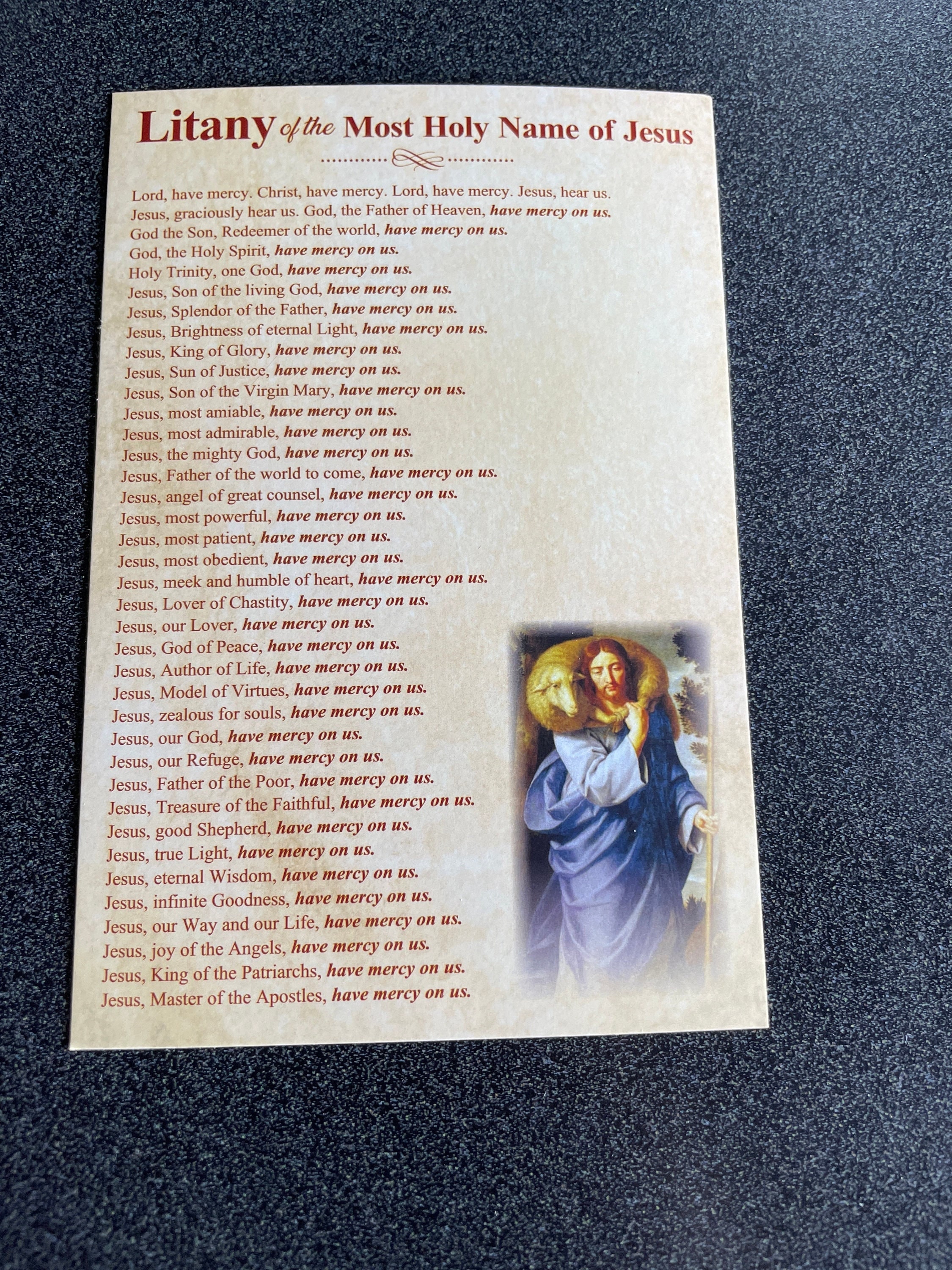Litany of the Most Holy Name of Jesus Prayer Card 1 Card 4x6 - Etsy ...