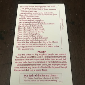 Litany for the Poor Souls in Purgatory 25 Pack of Prayer Cards - Etsy