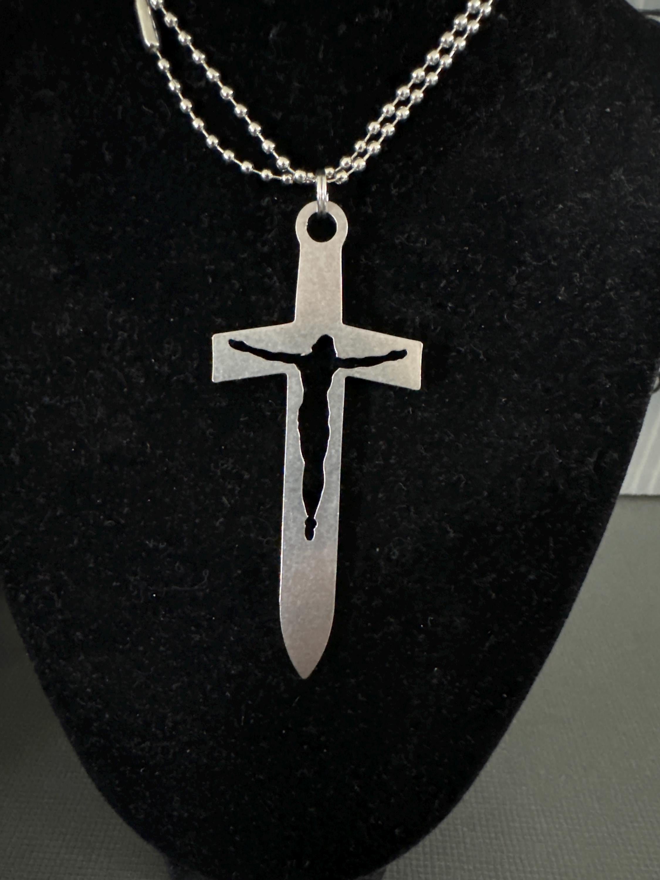 Sword Crucifix 3 Inch Laser Cut W/chain (stainless Steel) - Etsy