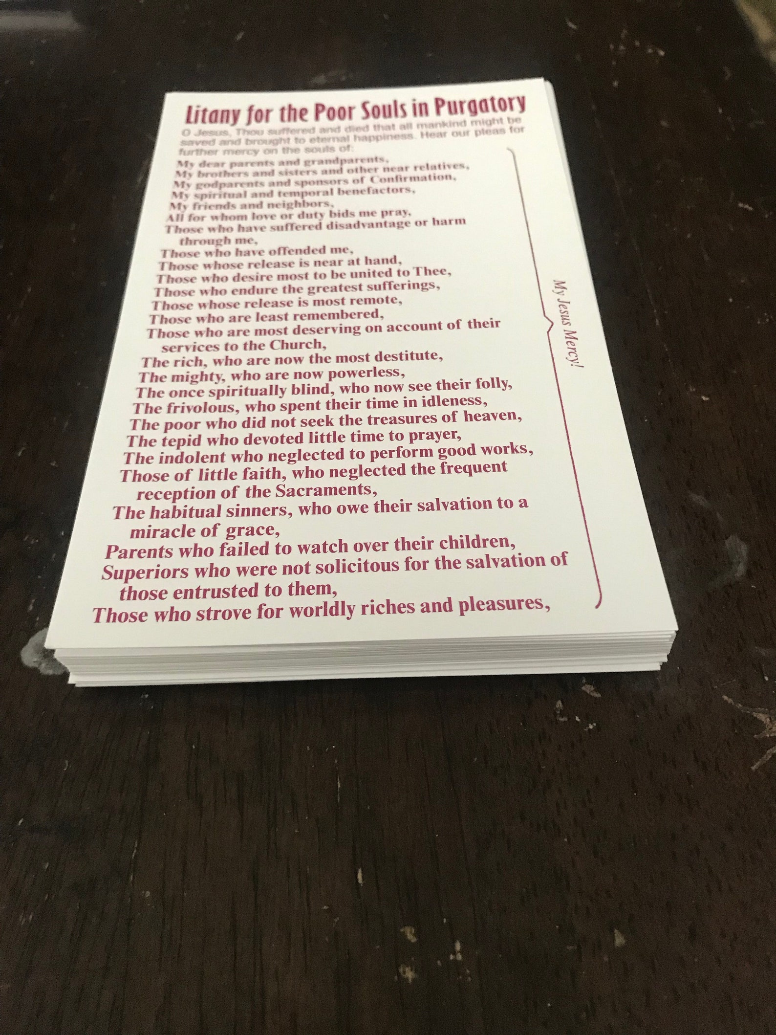 Litany for the Poor Souls in Purgatory 25 Pack of Prayer Cards - Etsy