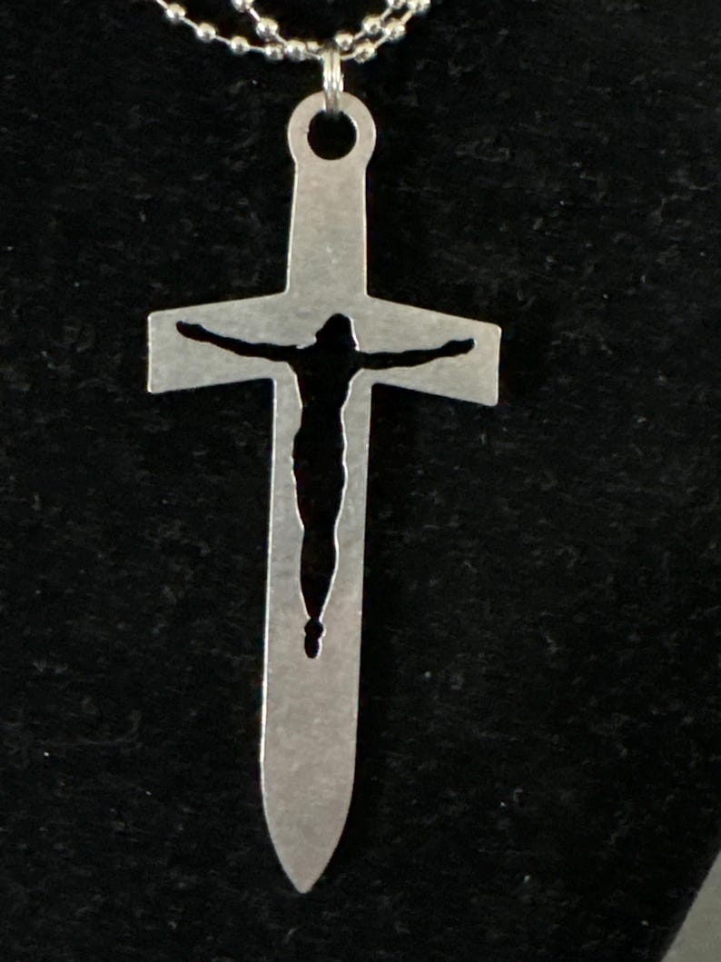 Sword Crucifix 3 Inch Laser Cut W/chain stainless Steel - Etsy