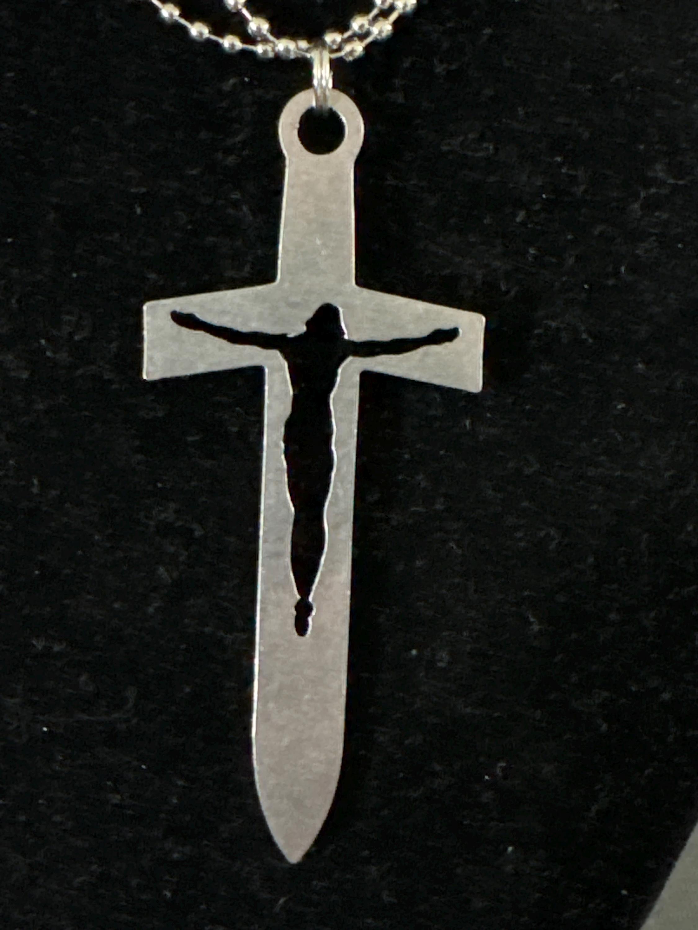 Sword Crucifix 3 Inch Laser Cut W/chain (stainless Steel) - Etsy