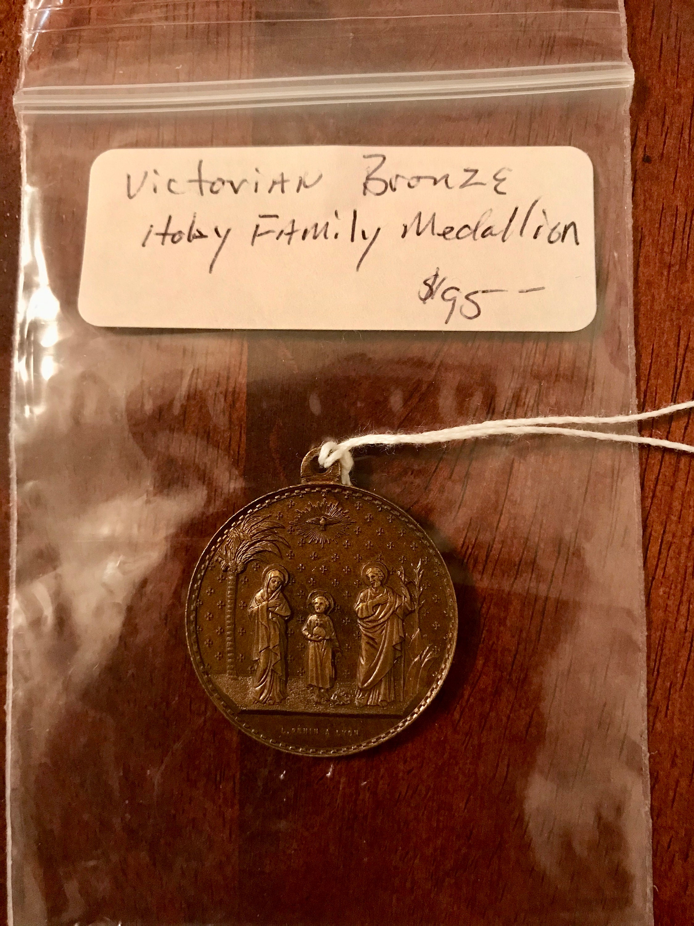 Vintage Bronze Holy Family Medallion - Etsy