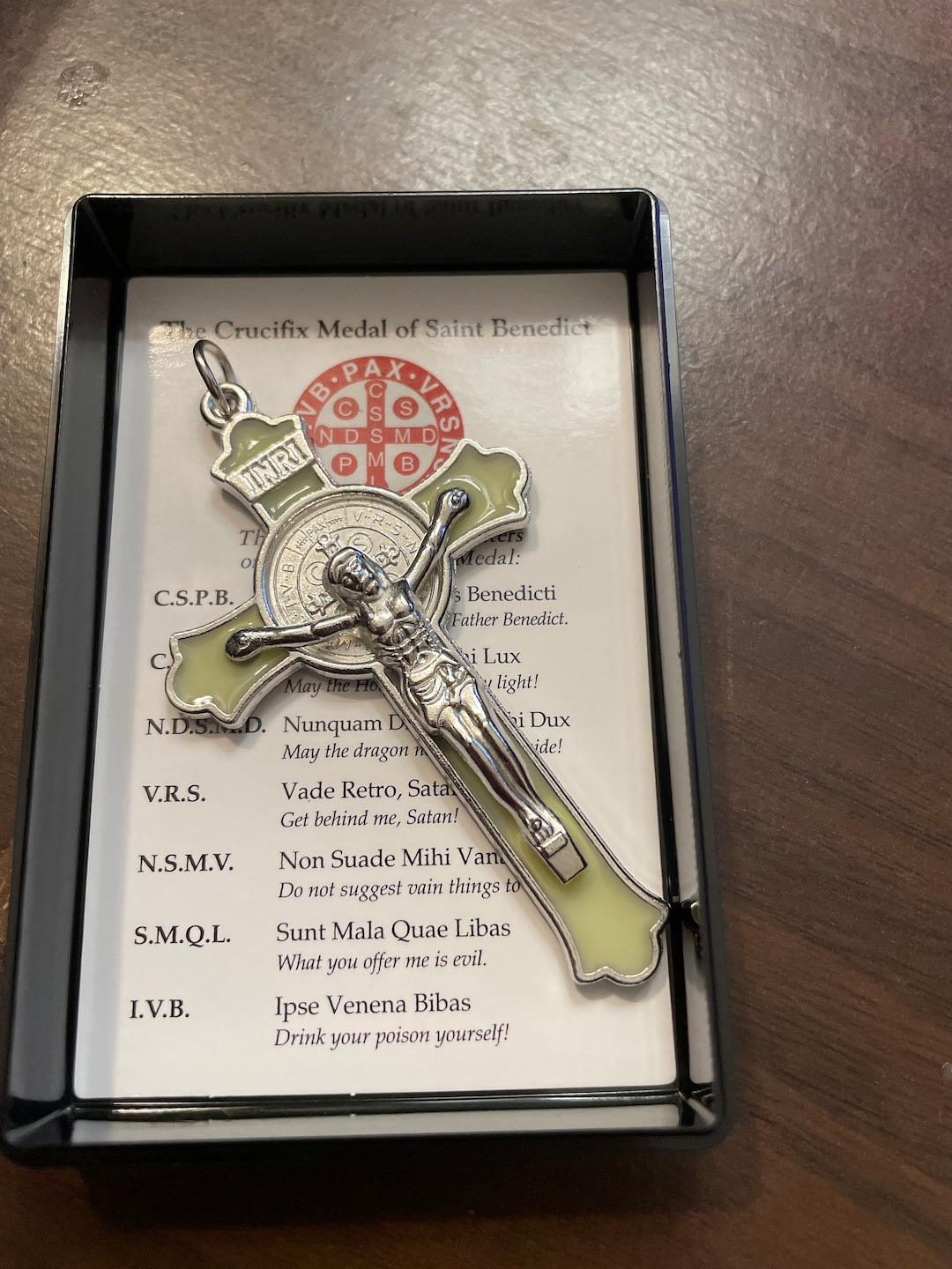 St. Benedict Crucifix 3 Inch Glow in the Dark Flared Crucifix - Etsy