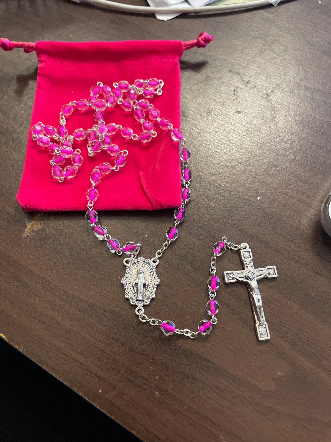 Beautiful Crystal Pink Our Lady of Grace 6mm Bead Rosary - Etsy